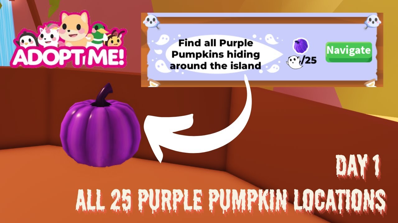 Finding ALL 25 Purple Pumpkins in Adopt Me! (Locations Revealed!) (Easy ...