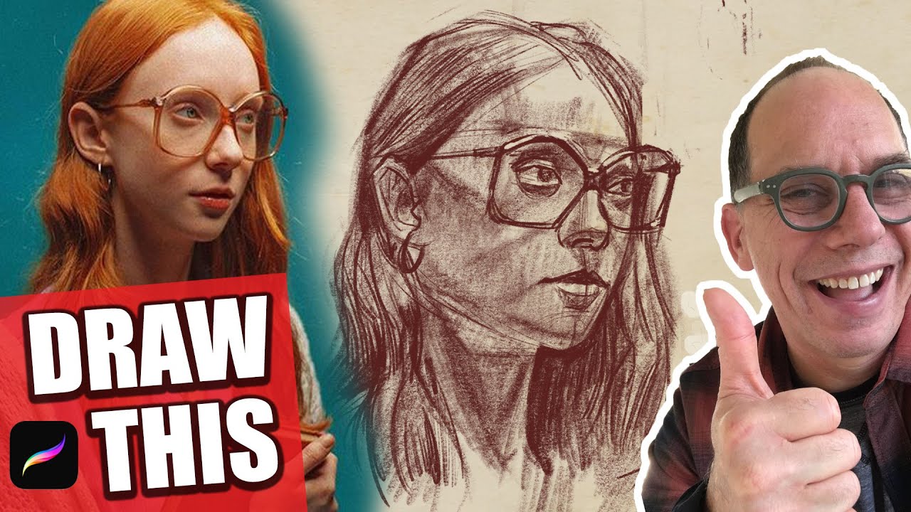 Step-by-Step Guide to Drawing a Portrait of a Girl with Glasses for ...