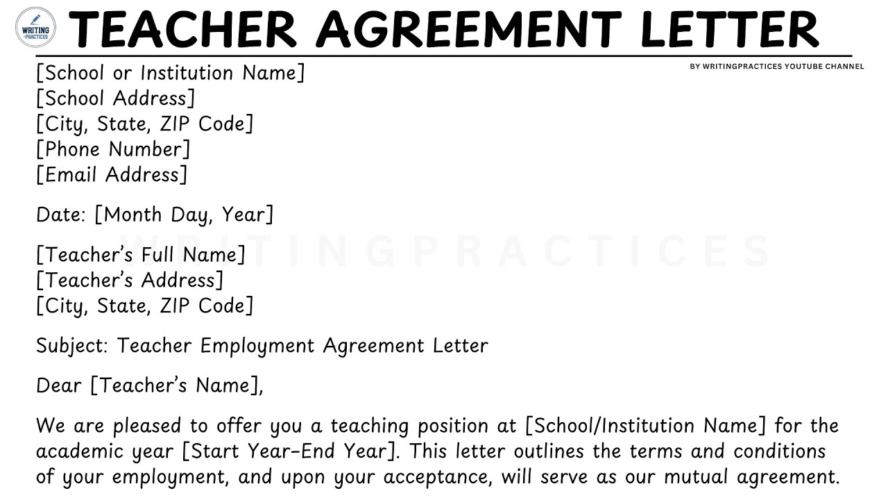 How To Write A Teacher Agreement Letter Step by Step Guide | Writing ...
