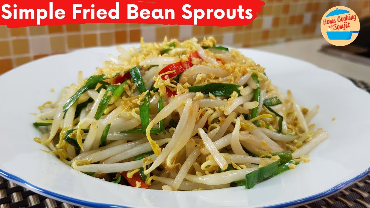Fried Bean Sprouts with Crispy Garlic Recipe - YouTube