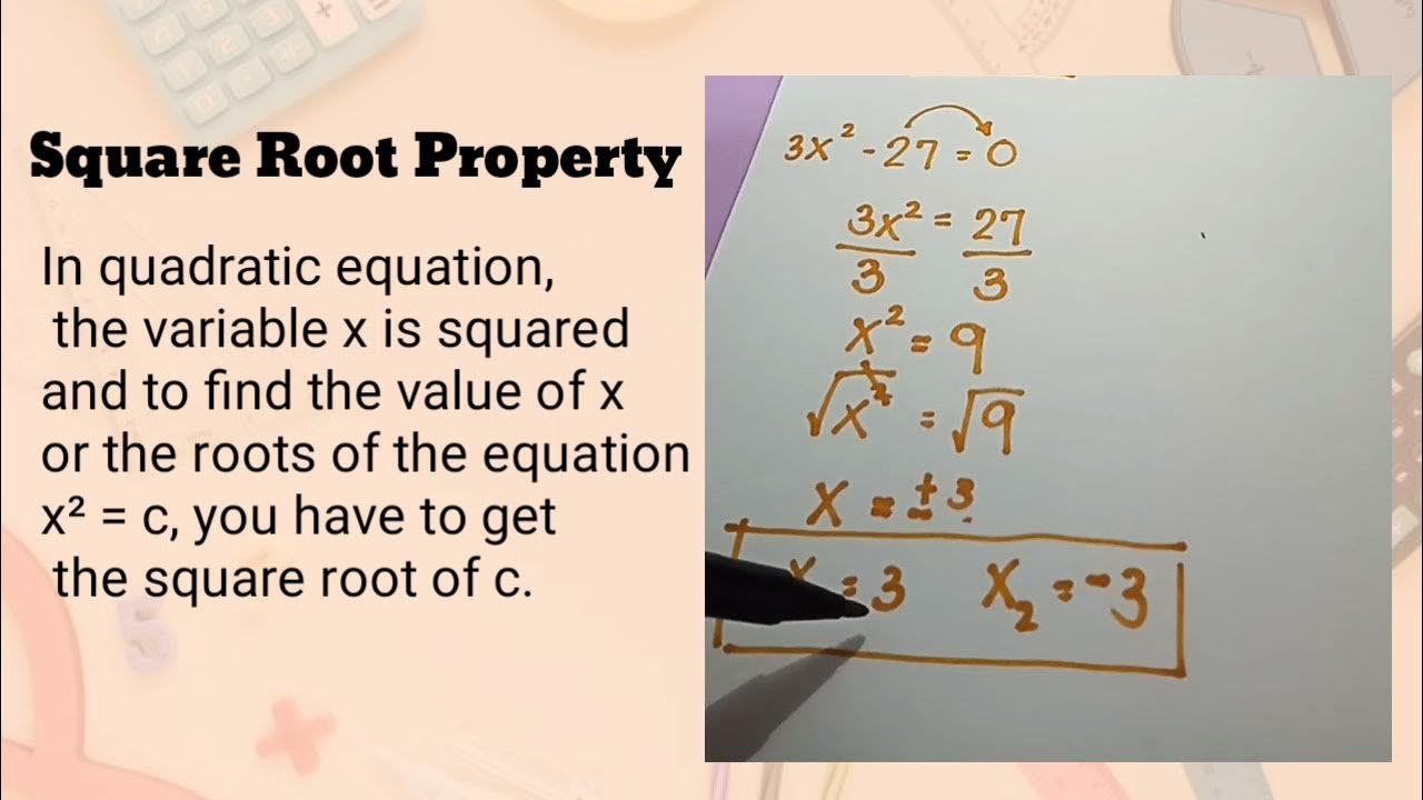 Grade 9 - Solving Quadratic Equations using Square Root Property - YouTube