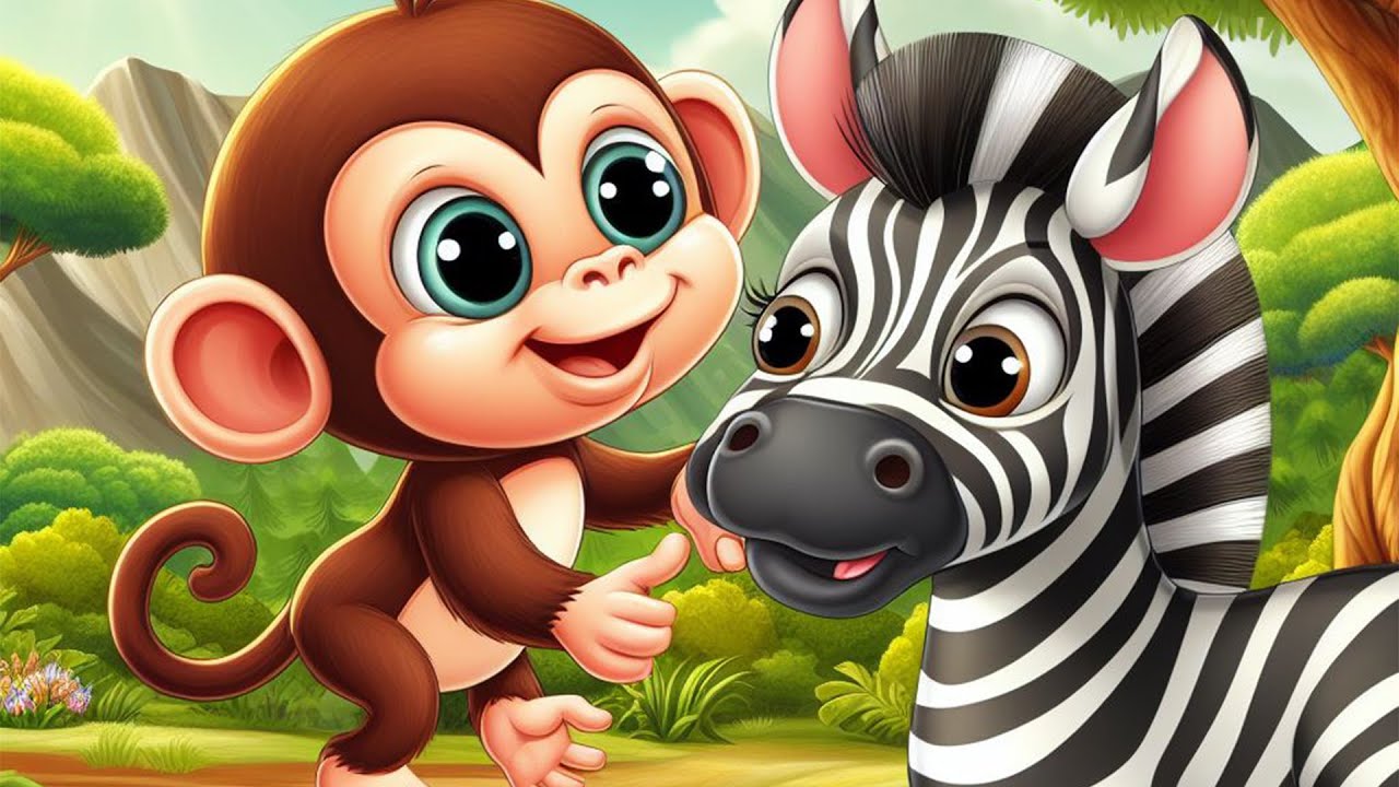 Little monkey and zebra have fun together (30 MIN) - Nursery Rhymes ...