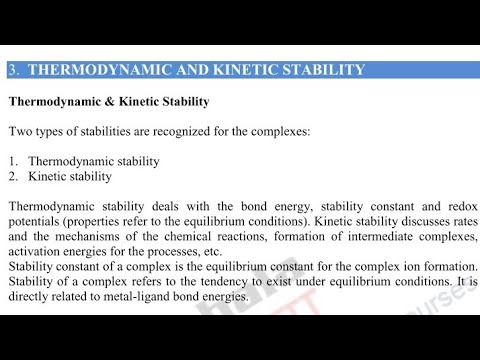 Thermodynamic & Kinetic Stability |Metal-Ligand equilibria in solution ...