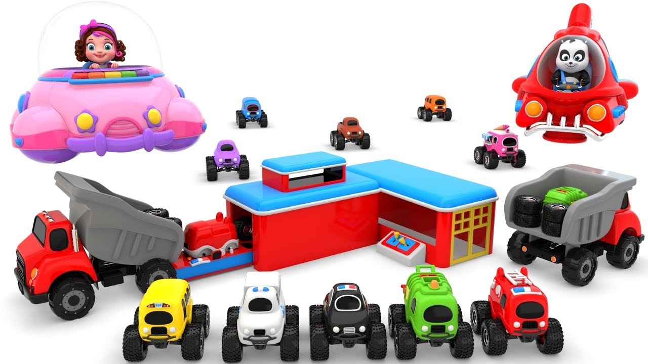 Pinky and Panda Assembling Toy Cars - YouTube