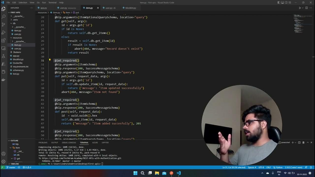 Section Overview - Flask Authentication using JWT and SQL Server - YouTube