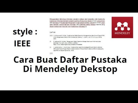 Cara Buat Daftar Pustaka Di Mendeley Dekstop Style IEEE - YouTube