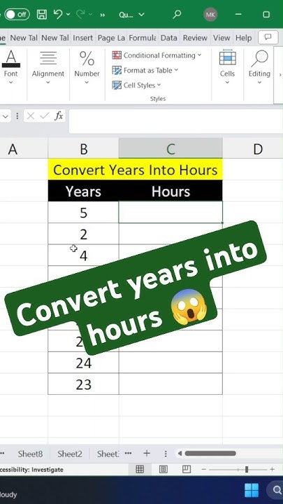 How to create convert years into hours 💥💥 #excel #computerprogram #excelformula - YouTube