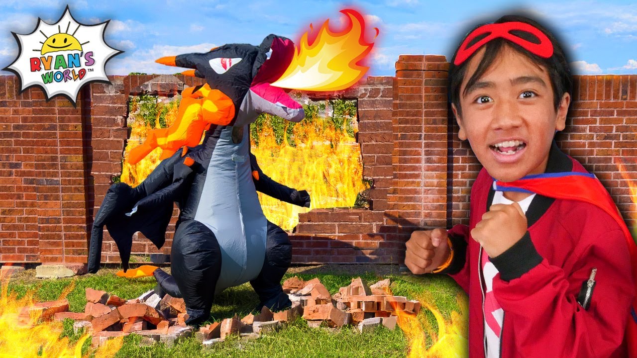 Ryan VS Fire Breathing Dragon! Superhero Challenges in Medieval Times ...