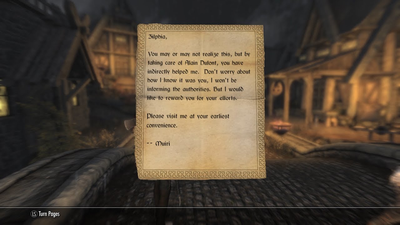 Letter from Muiri - Skyrim, The Elder Scrolls V - YouTube