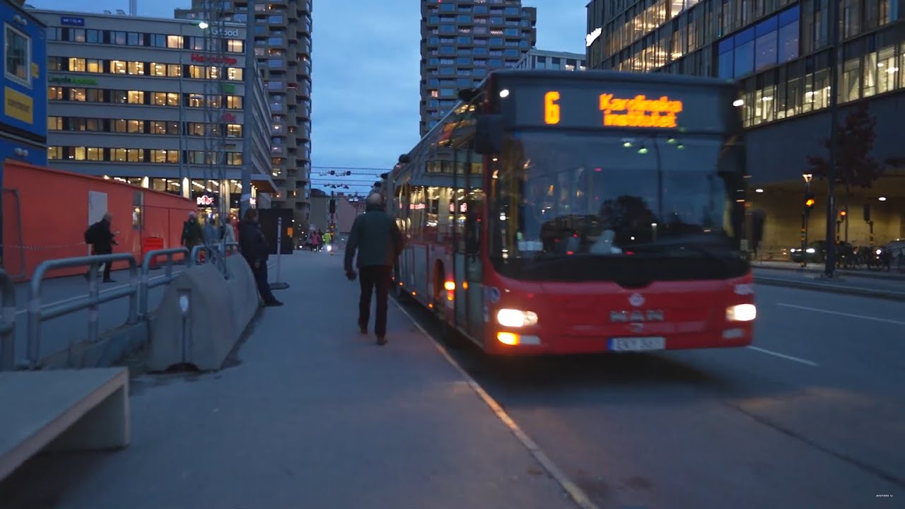 Sweden, Stockholm, bus 6 ride from Karolinska sjukhuset Eugeniavägen to ...