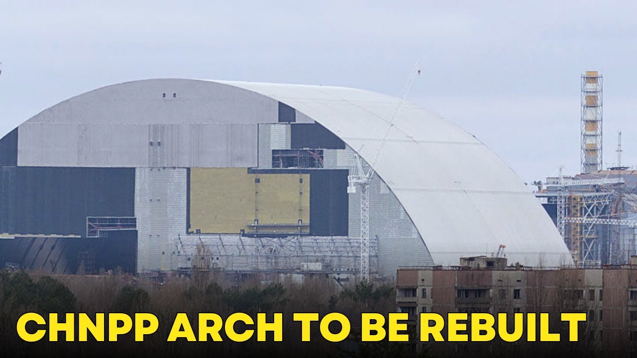 Chernobyl arch to be demolished after Russian drone attack - YouTube