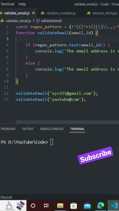 👨‍💻validate Email🔥 In Javascriptnode Js Shorts Javascript Programming Nodejs Coding Youtube