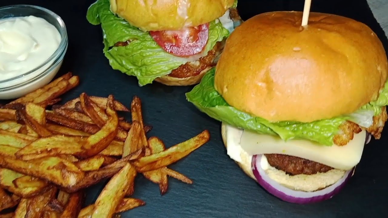 Homemade juicy burgers with fries|The recipe that will drive your ...