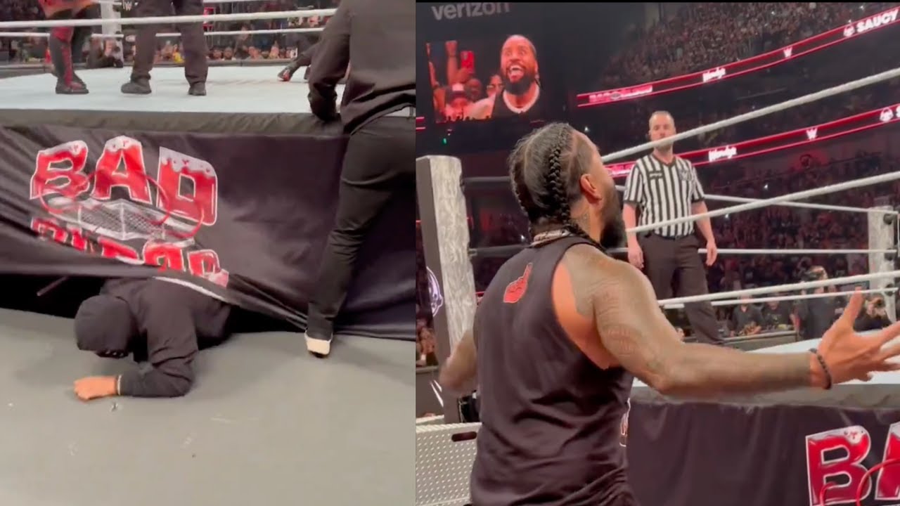 Jimmy Uso SNEAKS from Under the Ring in SURPRISE WWE Bad Blood 2024 ...