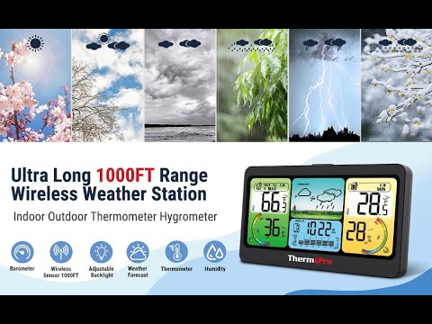 ThermoPro TP280 Home Weather Stations Wireless Indoor Outdoor ...