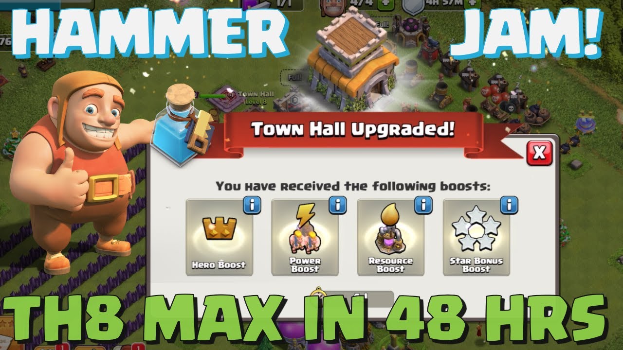 MAXING TH8 IN LESS THAN 48 HOURS | Hammer Jam 2024 | Clash of Clans ...