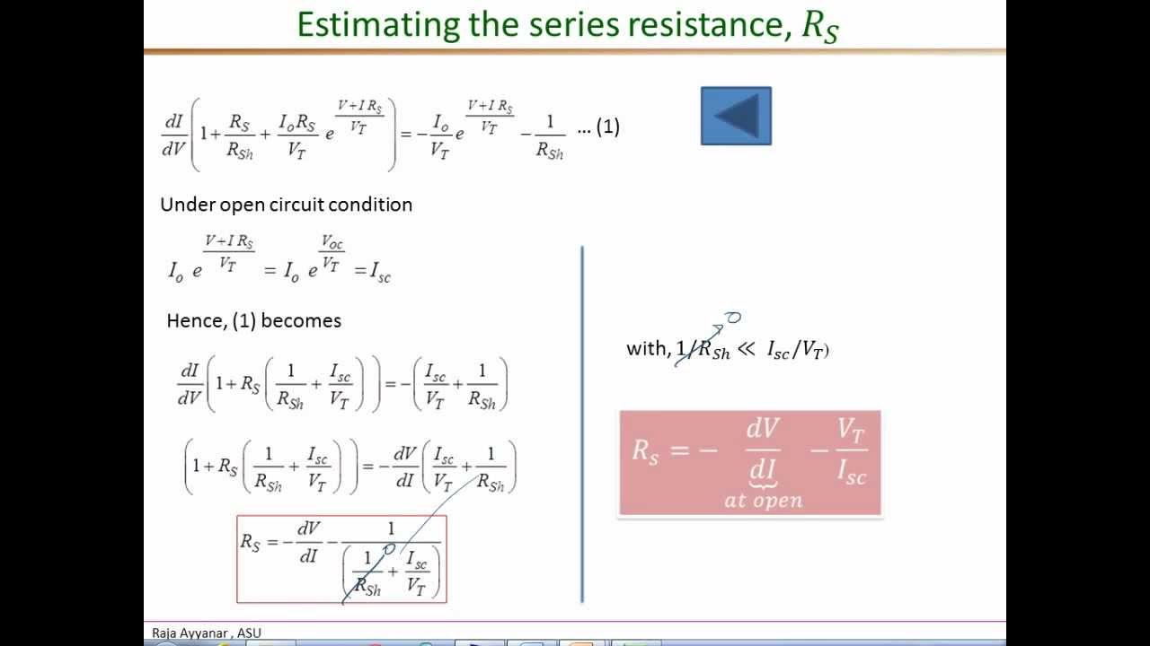 PV model parameter extraction part2_Rsh_Rs - YouTube