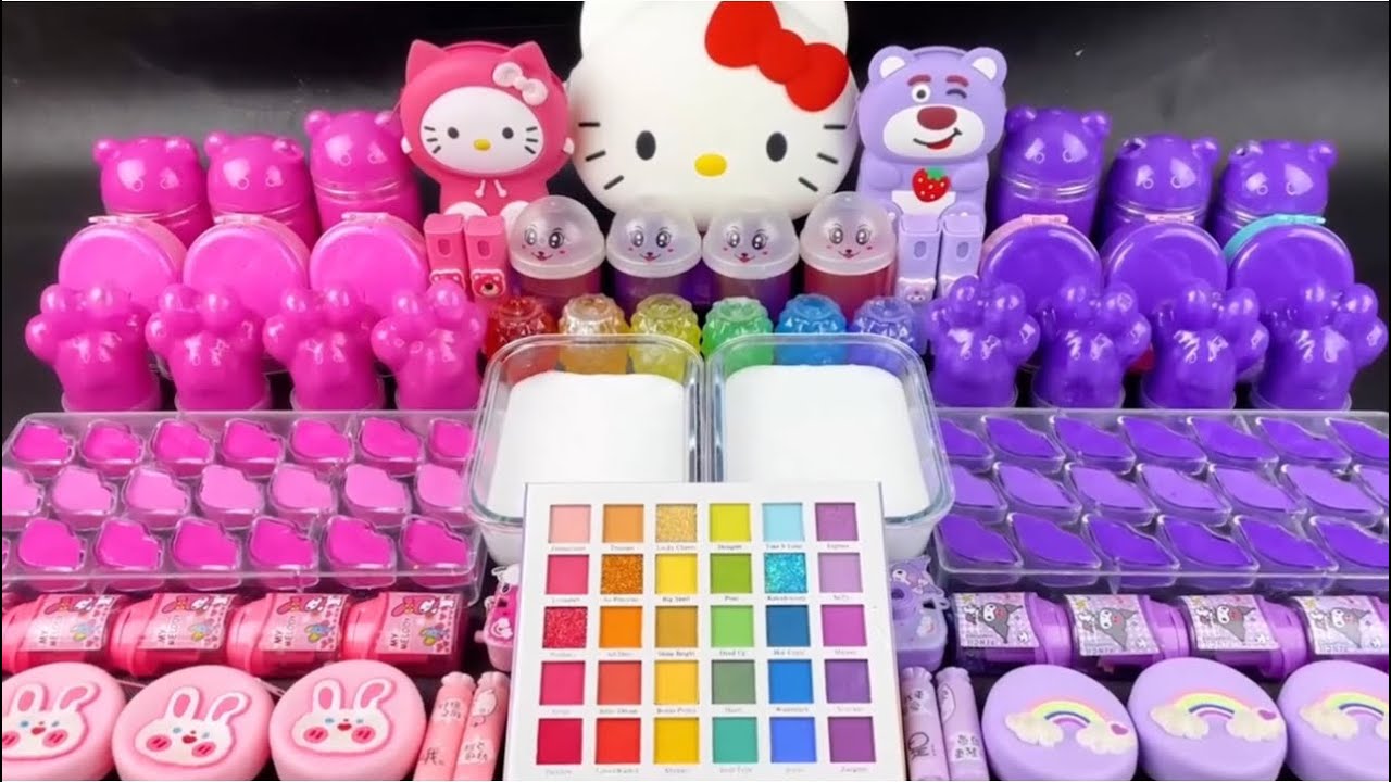 Pink bs Purple HELLO KITTY SLIME GALAXY | HELLO KITTY Mixing Random ...