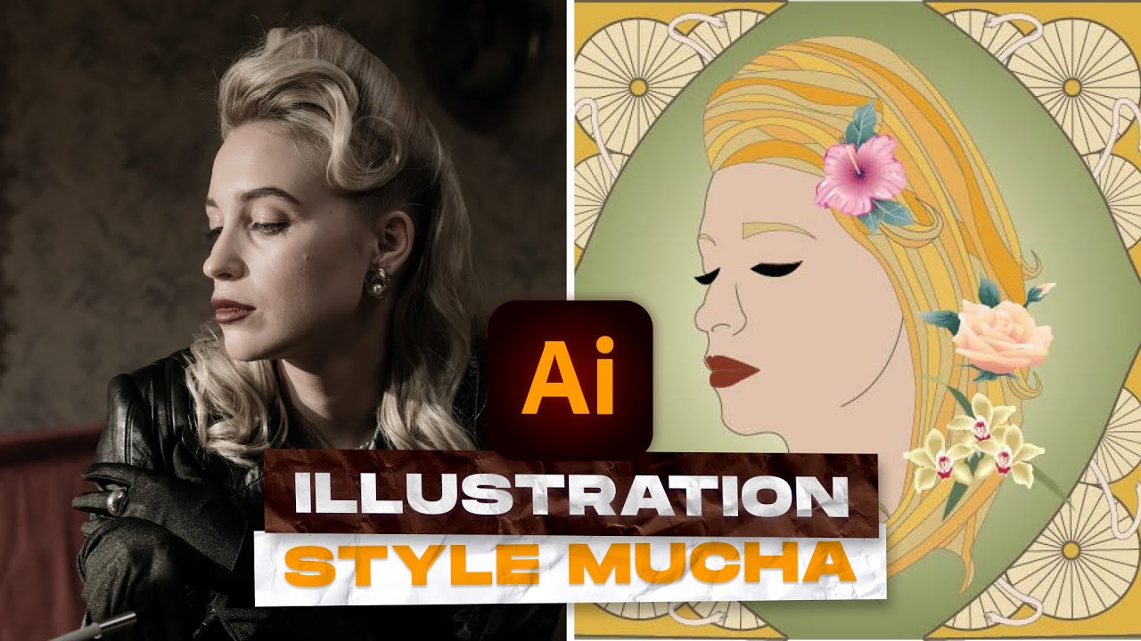Illustration style Mucha dans Illustrator - YouTube