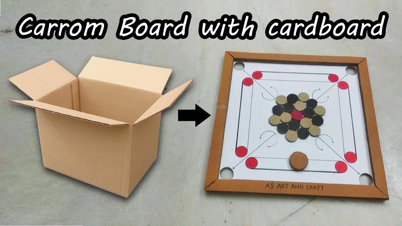 How To Make Carrom Board With Cardboard Box | Waste Cardboard Box | DIY ...