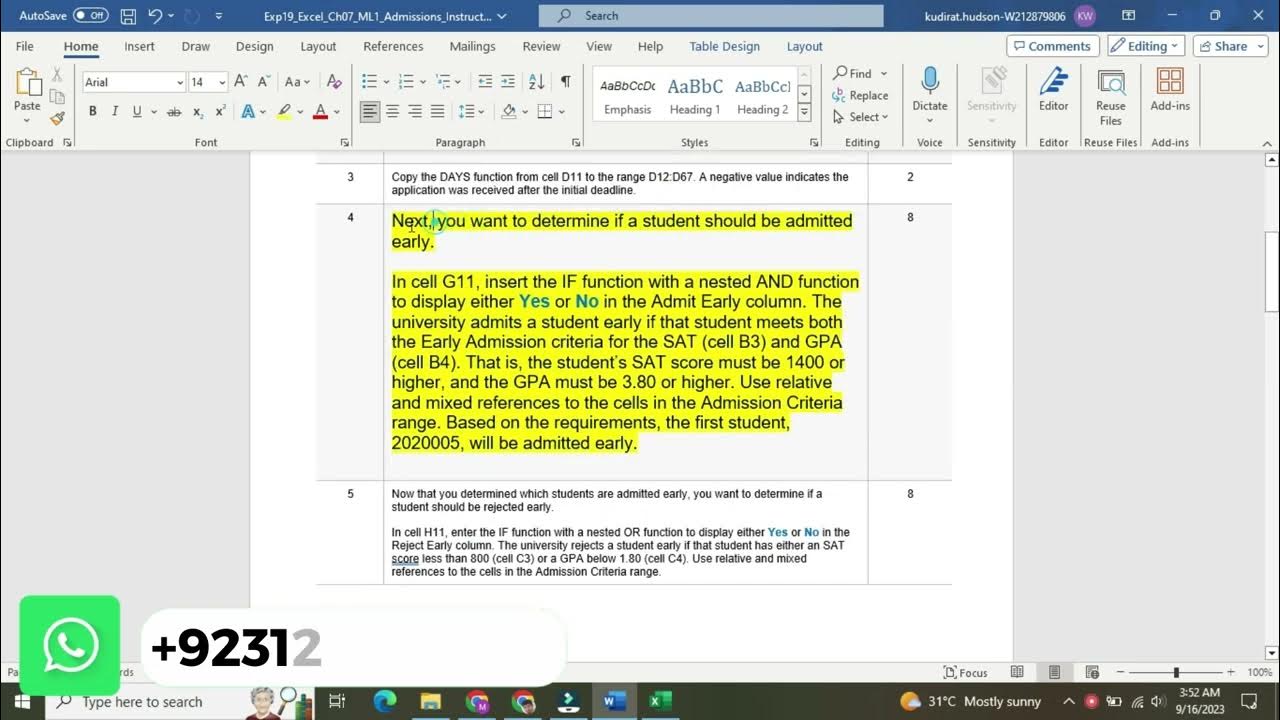 Exp19_Excel_Ch07_ML1_Admissions | Excel Chapter 7 Mid-Level 1 - Admissions Excel Chapter 7 - YouTube