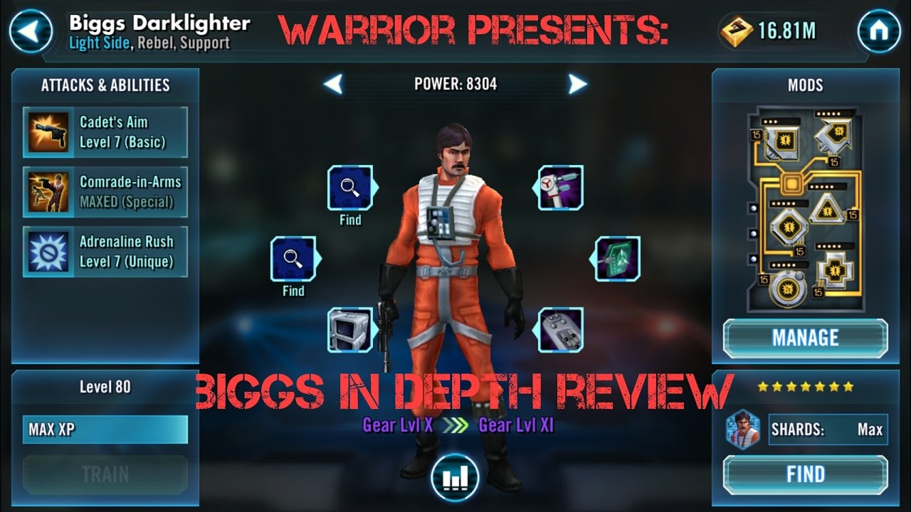 Biggs Darklighter In Depth Character Review Star Wars Galaxy of Heroes ...