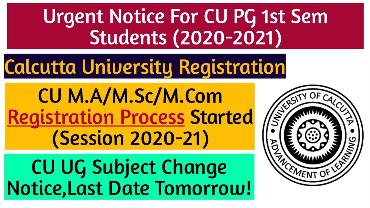 CU PG Registration (Session 2020-21) Started🔥|CU UG Subject Change ...