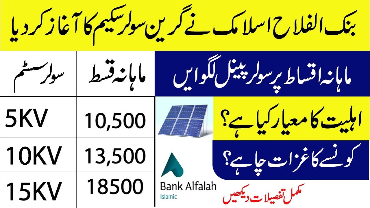 Bank Alfalah Islamic Green Solar Scheme 2025 | 5KW, 10KW, 15KW Systems ...