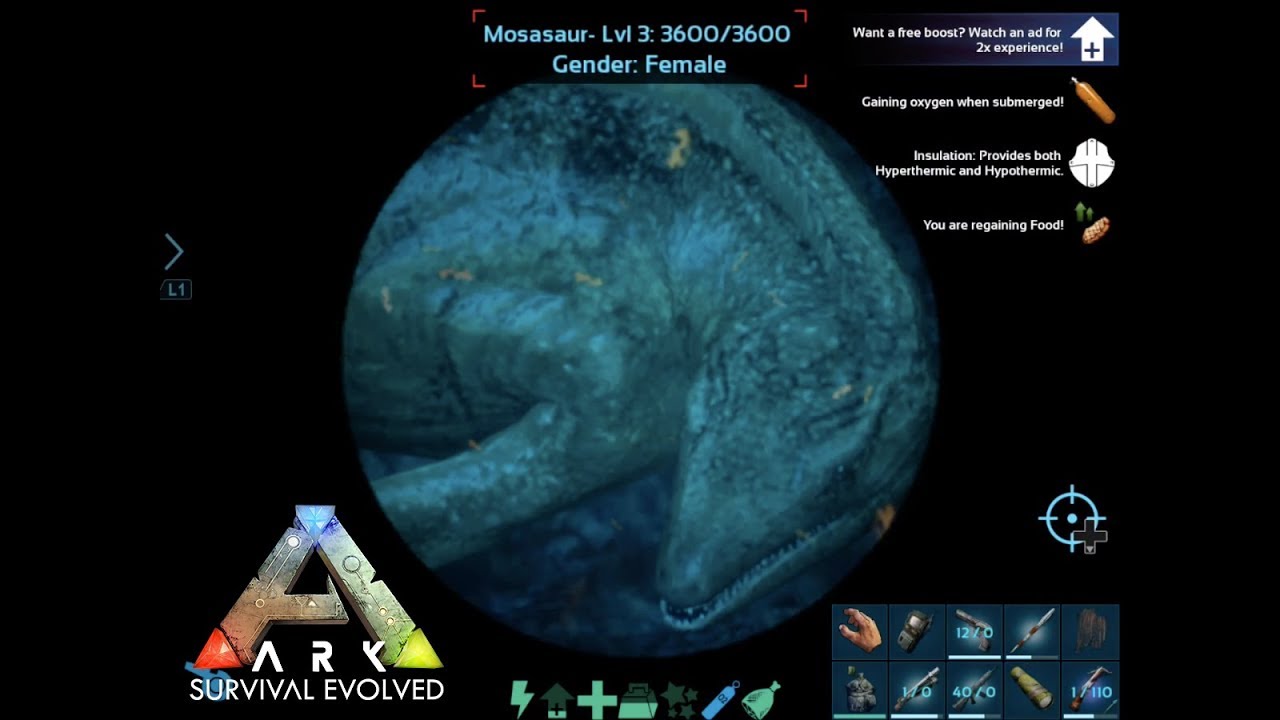 Mosasaurus Solo Tame ARK Mobile - YouTube