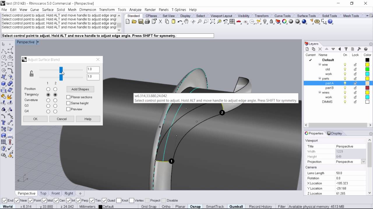 Blending Surfaces in Rhino. - YouTube