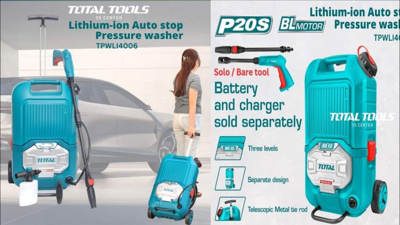 Total Li-ion Cordless portable Auto Stop pressure washer 40V (Brushless ...