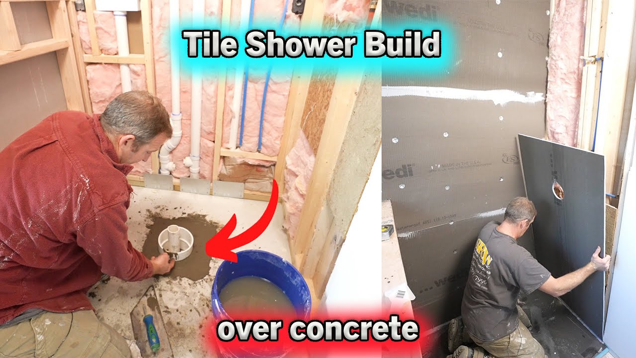 Tile Shower Build over Concrete | WEDI System - YouTube