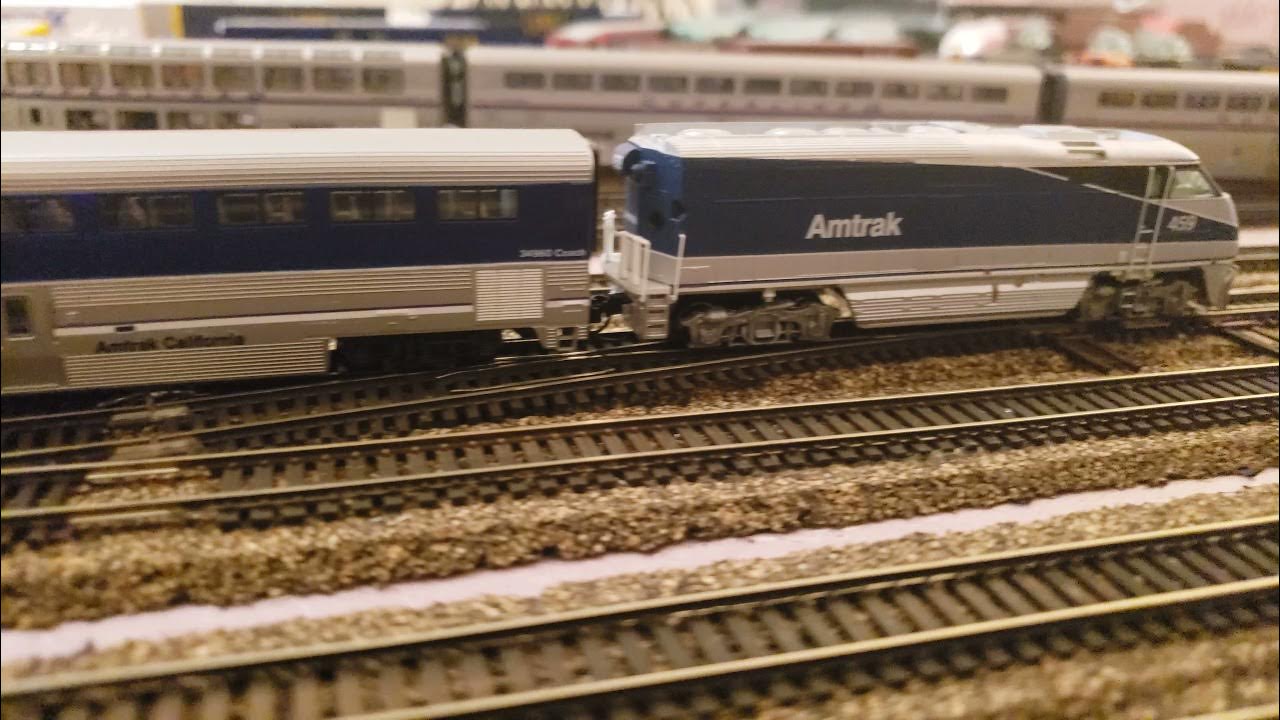 N Scale Amtrak Pacific Surfliner rebuilt Superliner I 34960 - YouTube