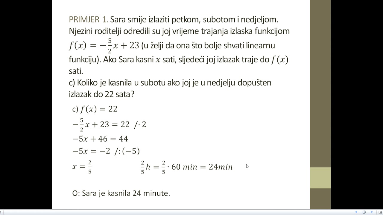 Primjena linearne funkcije - 1. razred - YouTube