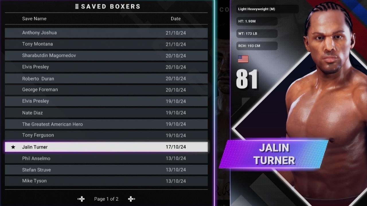 Jalin Turner create a fighter UNDISPUTED boxing - YouTube