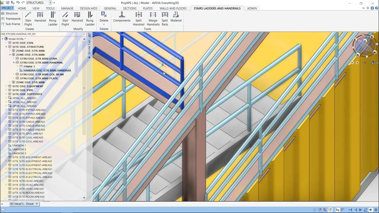 E3D - Create handrails for cut plate & Split handrails | Technico - YouTube