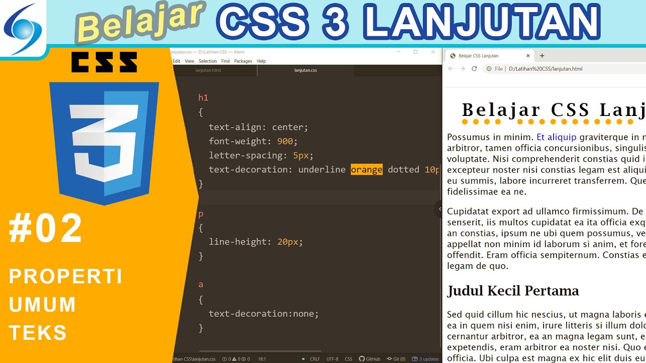 Properti Umum Teks Belajar Css 3 Lanjutan 02 Youtube