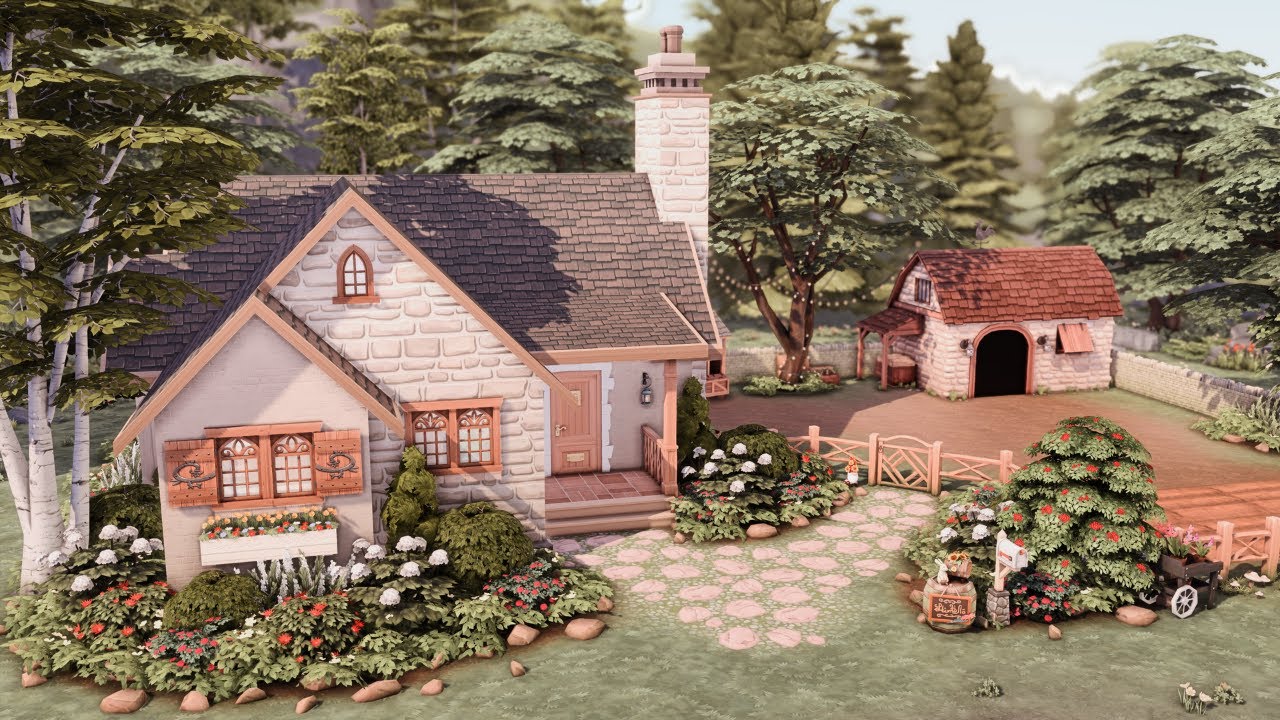 SMALL STARTER COTTAGE 🍄 The Sims 4 Speed Build | No CC - YouTube