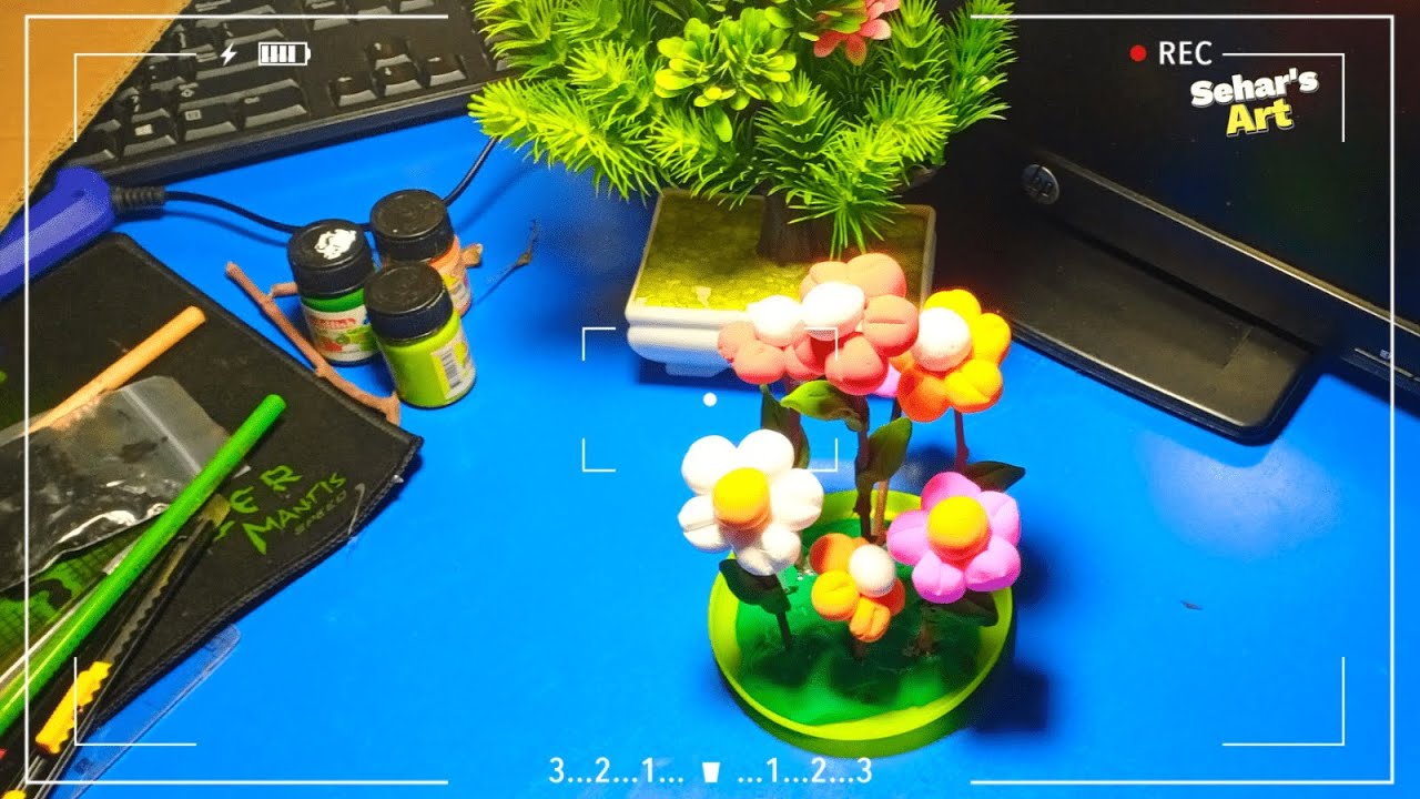 Flowers Tree Making With Clay | How To Make Flower Tree From Clay ...