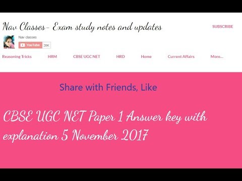 CBSE UGC NET Paper 1 Answer key with explanation 5 November 2017