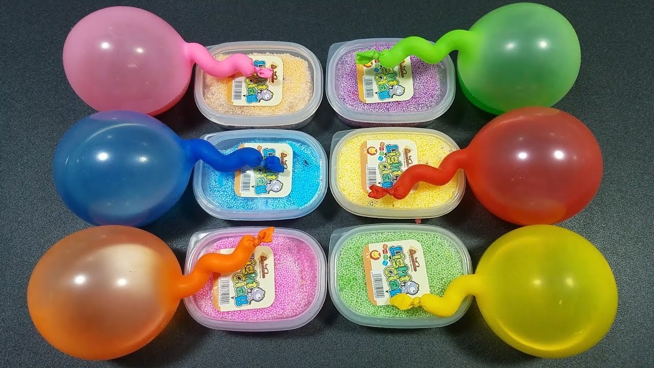 Making slime with tornado balloons and light clay ! Most Satisfying ...