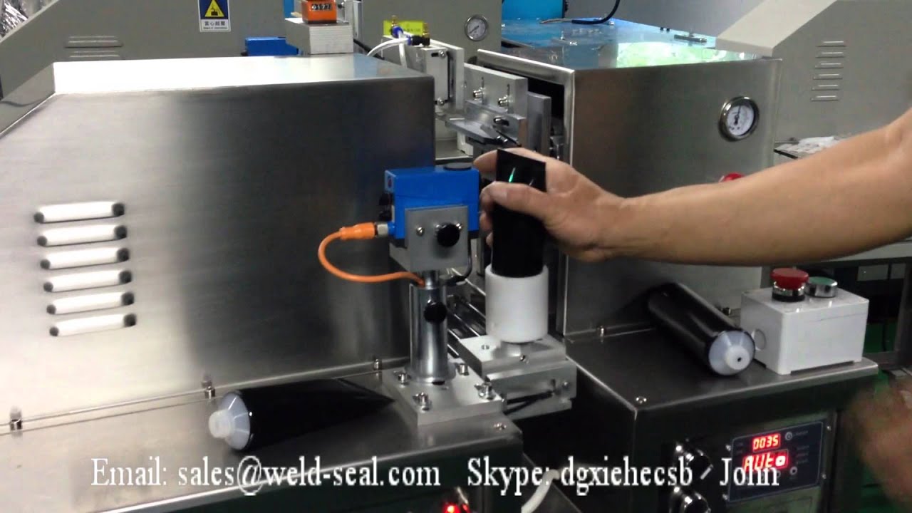 Manual Ultrasonic Tube Sealing Machine with Trimming and Printing - YouTube