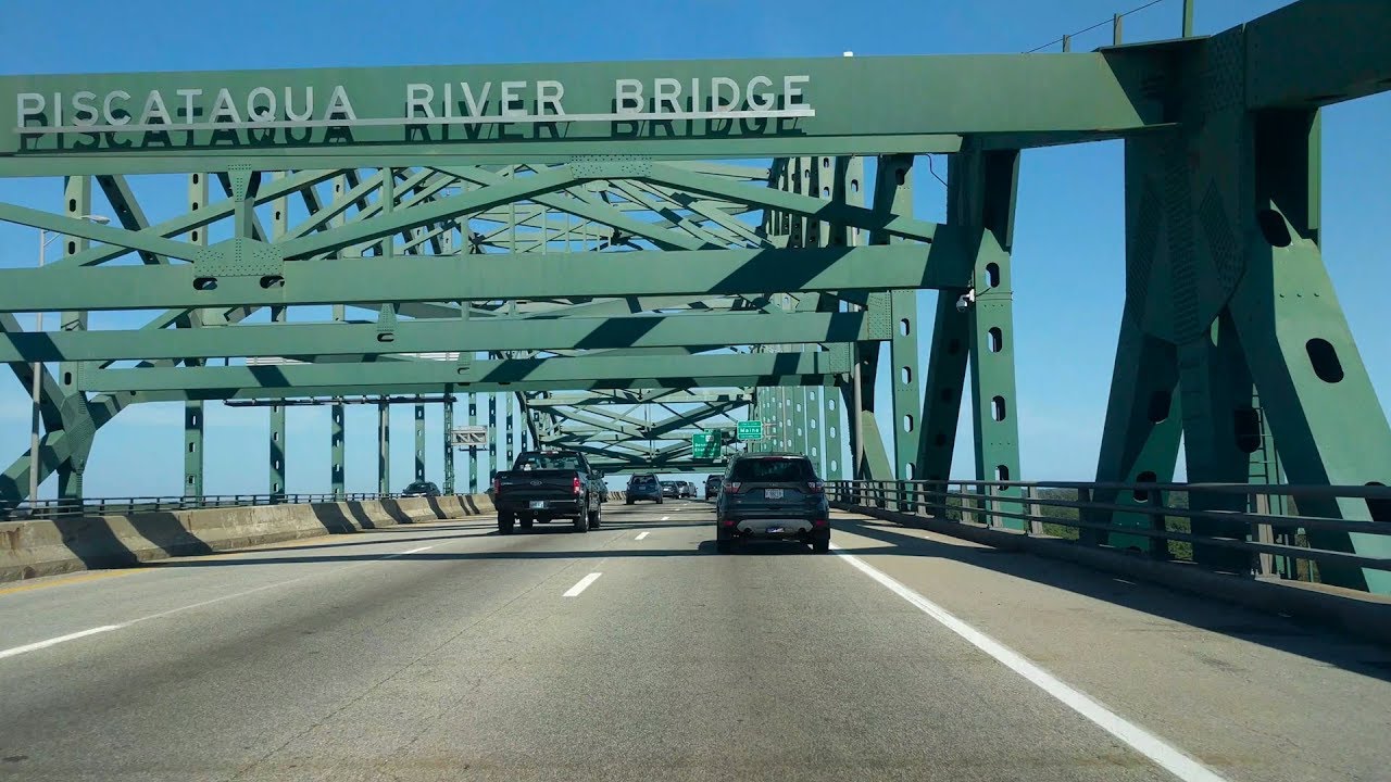 Crossing the Piscataqua River Bridge both ways - YouTube