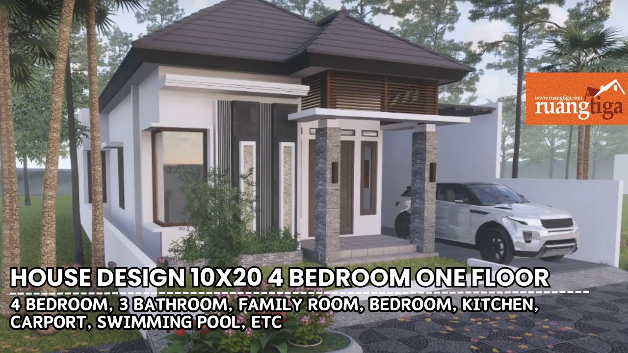 HOUSE DESIGN 10x20 4 BEDROOM 1 FLOOR MODERN MINIMALIST OPEN SPACE AREA ...