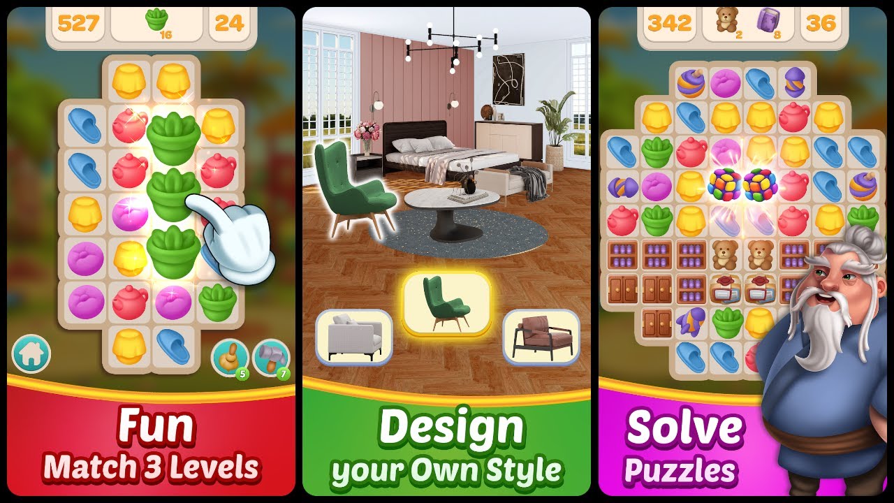 Zen Master: Match 3 & Decorate Mobile Game | Gameplay Android - YouTube