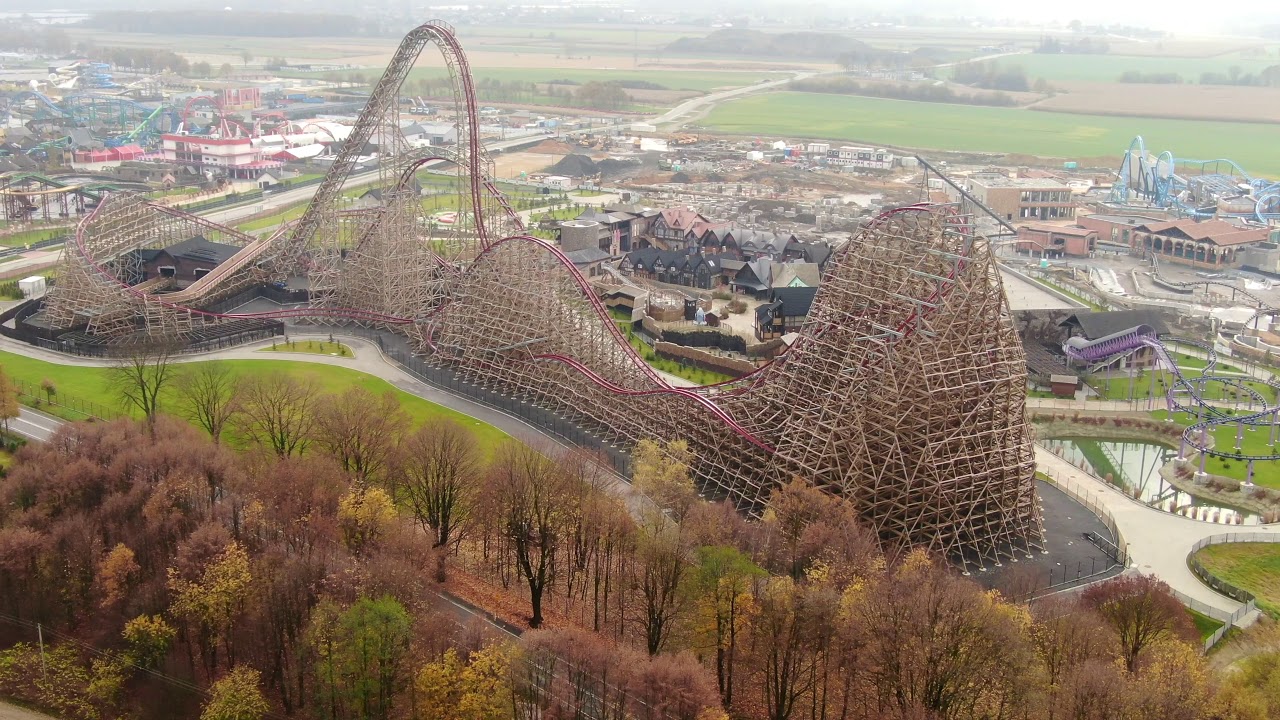 ZADRA Wooden Coaster Energylandia Amusement Park Poland Zator ZADRA Wooden Coaster Energylandia Amusement Park Poland Zator