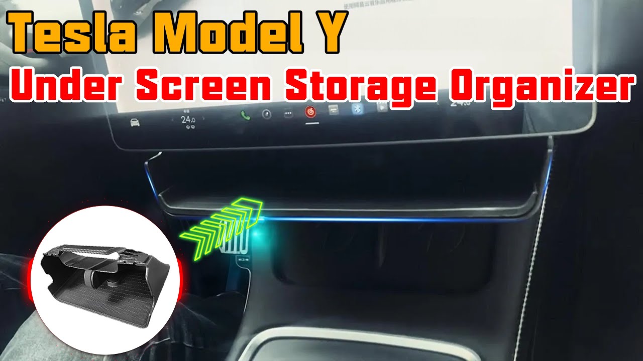 Under Screen Storage Organizer For Tesla Model 3 & Y - YouTube