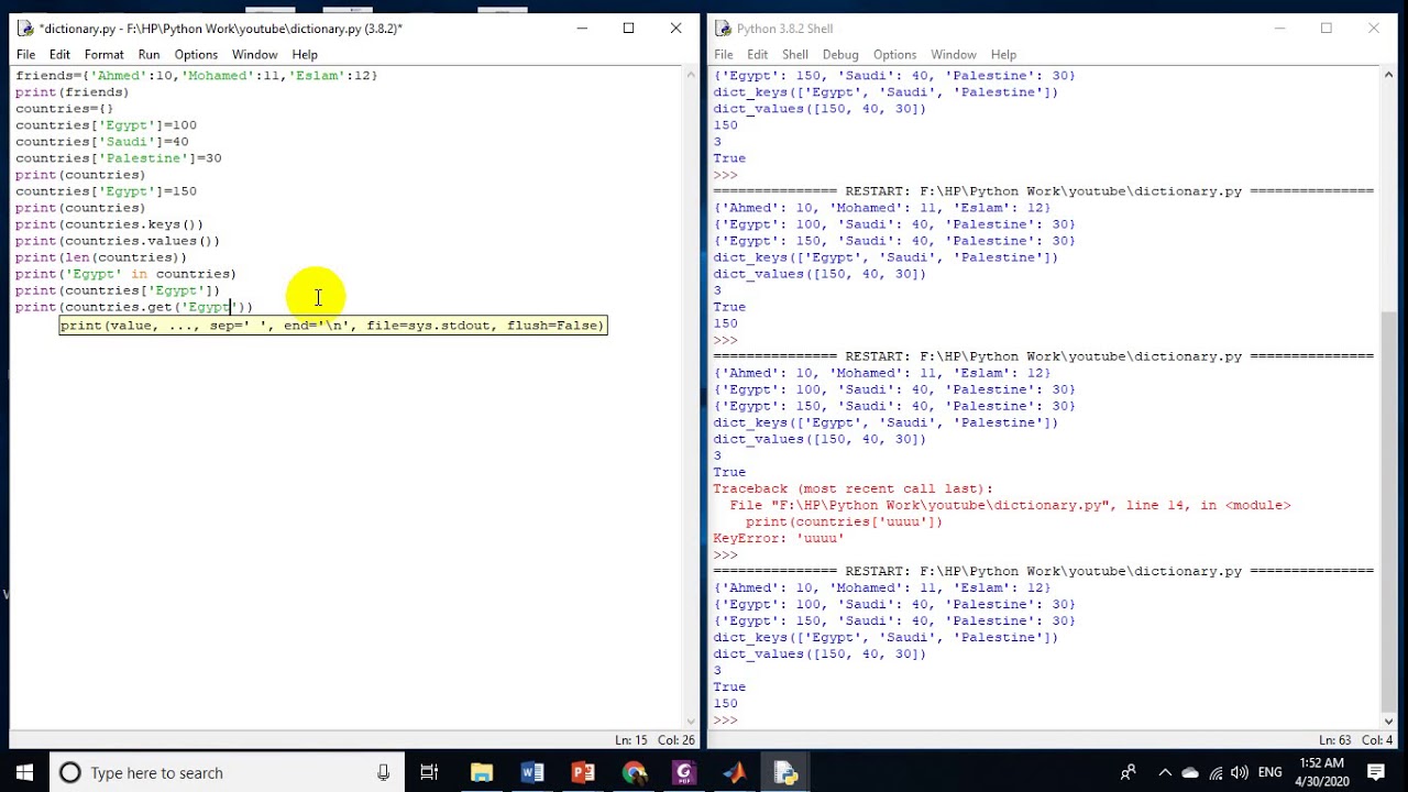 Python Session #10 (Dictionary Data Array in Python) Part 2 - YouTube