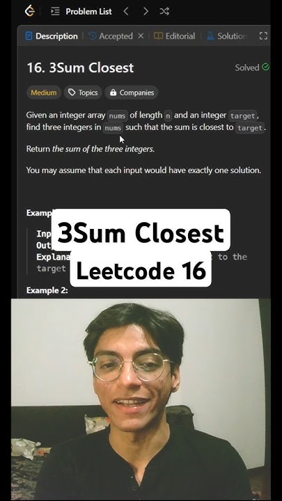 Leetcode 16 - 3Sum Closest #dsa #leetcode #interview #google #microsoft #amazon #apple #faang ...