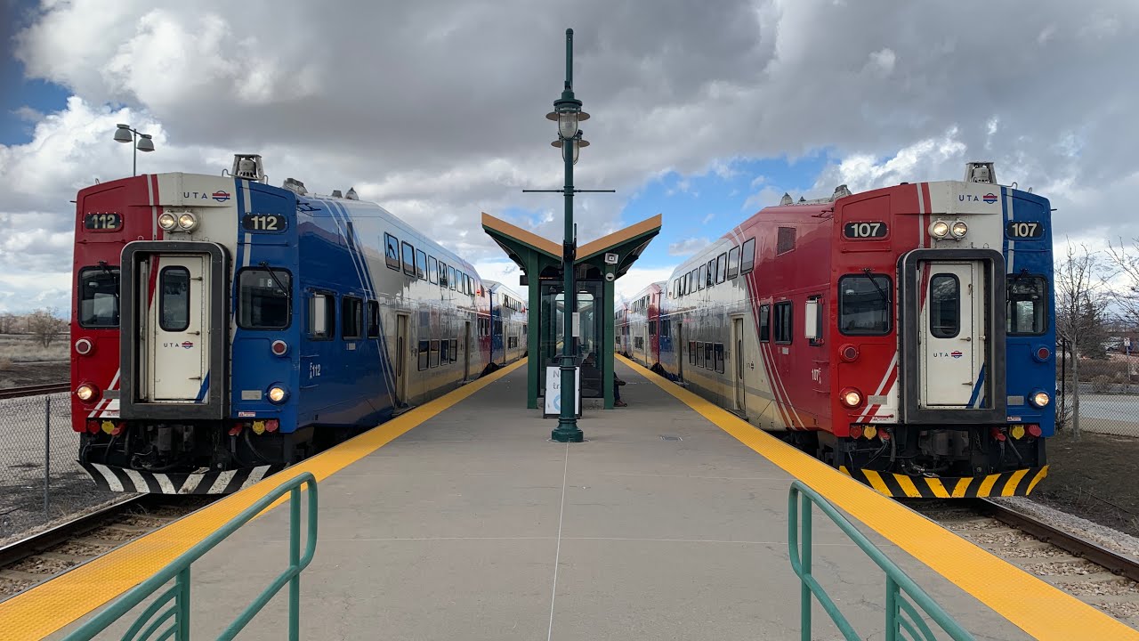 UTA Frontrunner 112 and 18 Depart Ogden, UT - YouTube